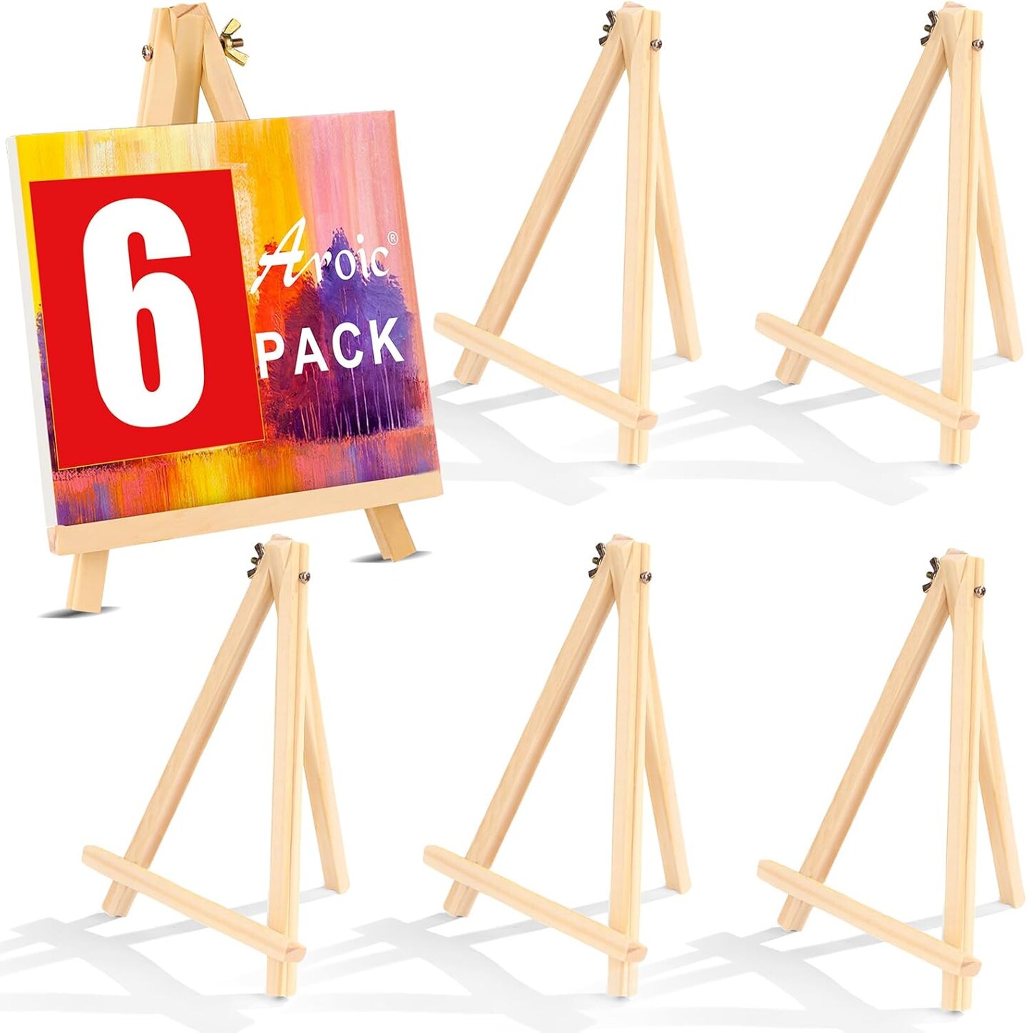 9 inch Easel for Painting, 6 Pack Wooden Easel Stand for Sign, Tabletop ...