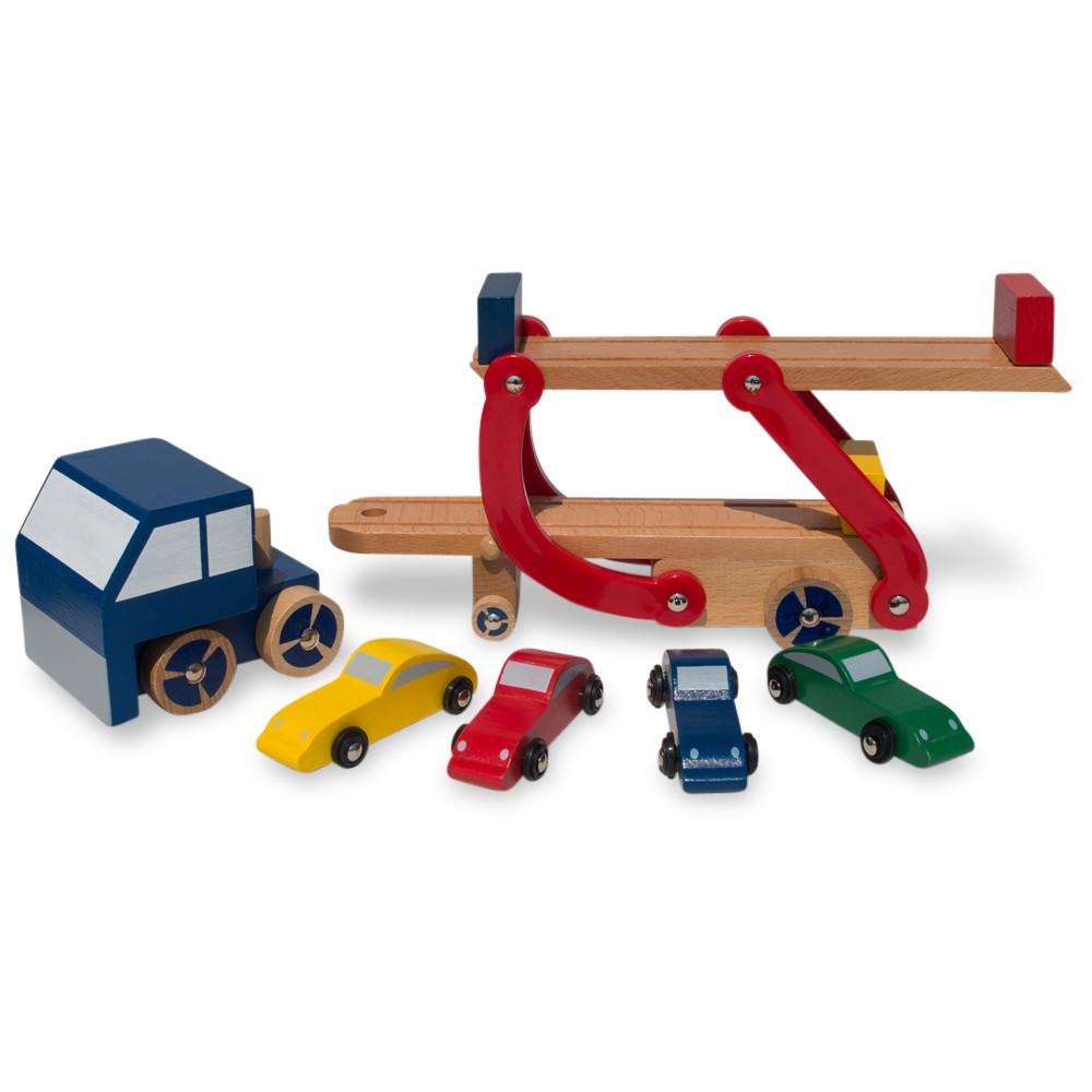 Set of Wooden Truck with Trailer and 4 Cars | Michaels