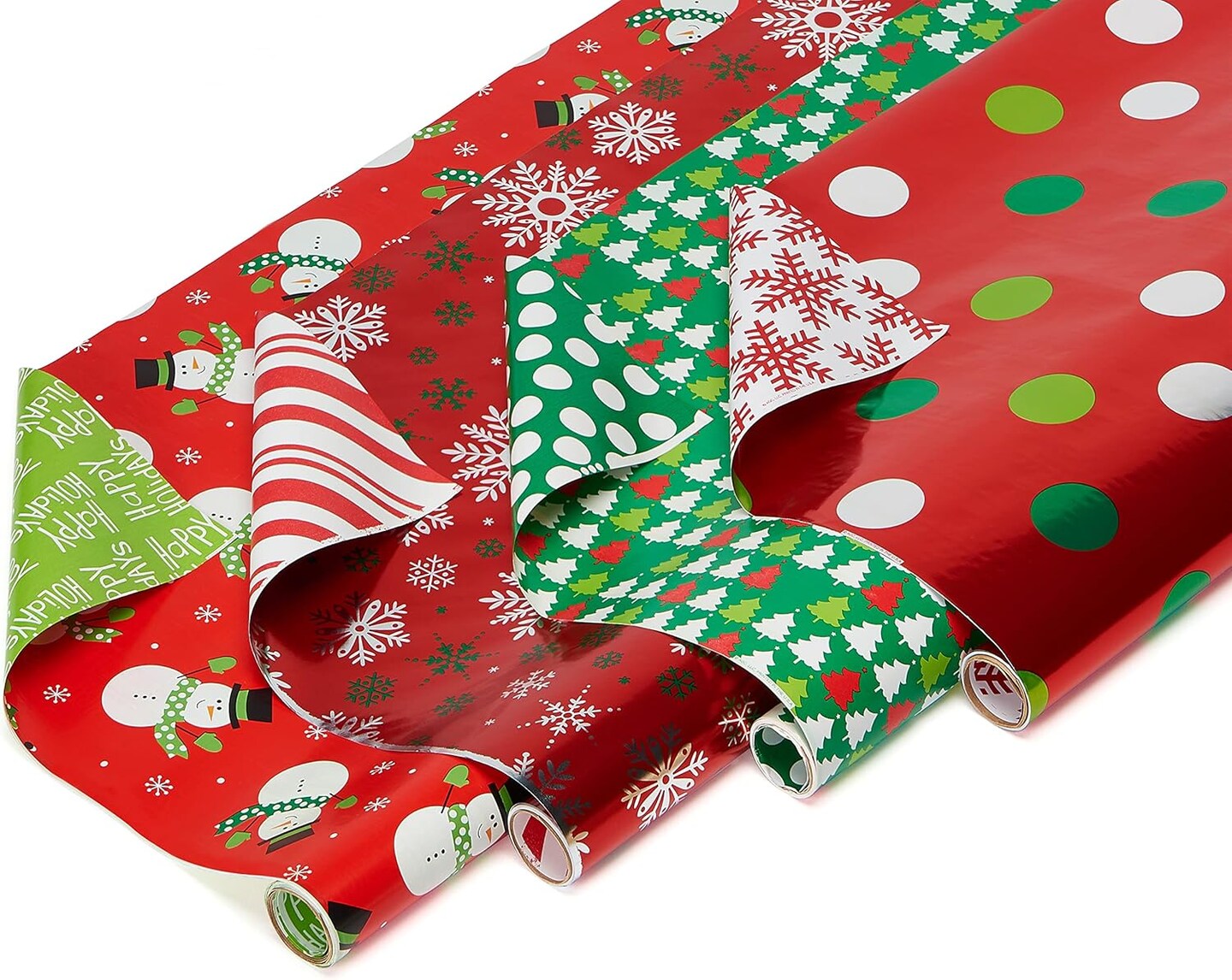 120 sq. ft. Reversible Green and Red Christmas Wrapping Paper Bundle ...