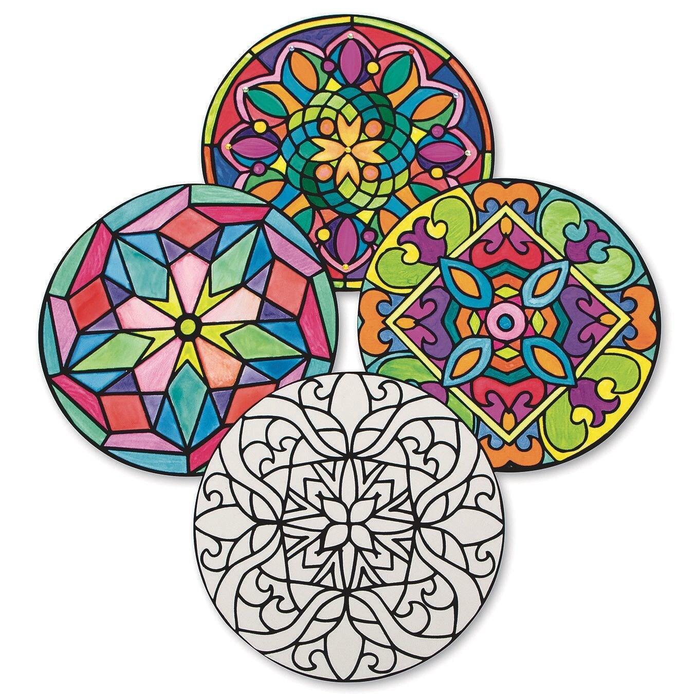 S&S Worldwide Velvet Art Mandalas to Color, 10 each of 4 Designs ...