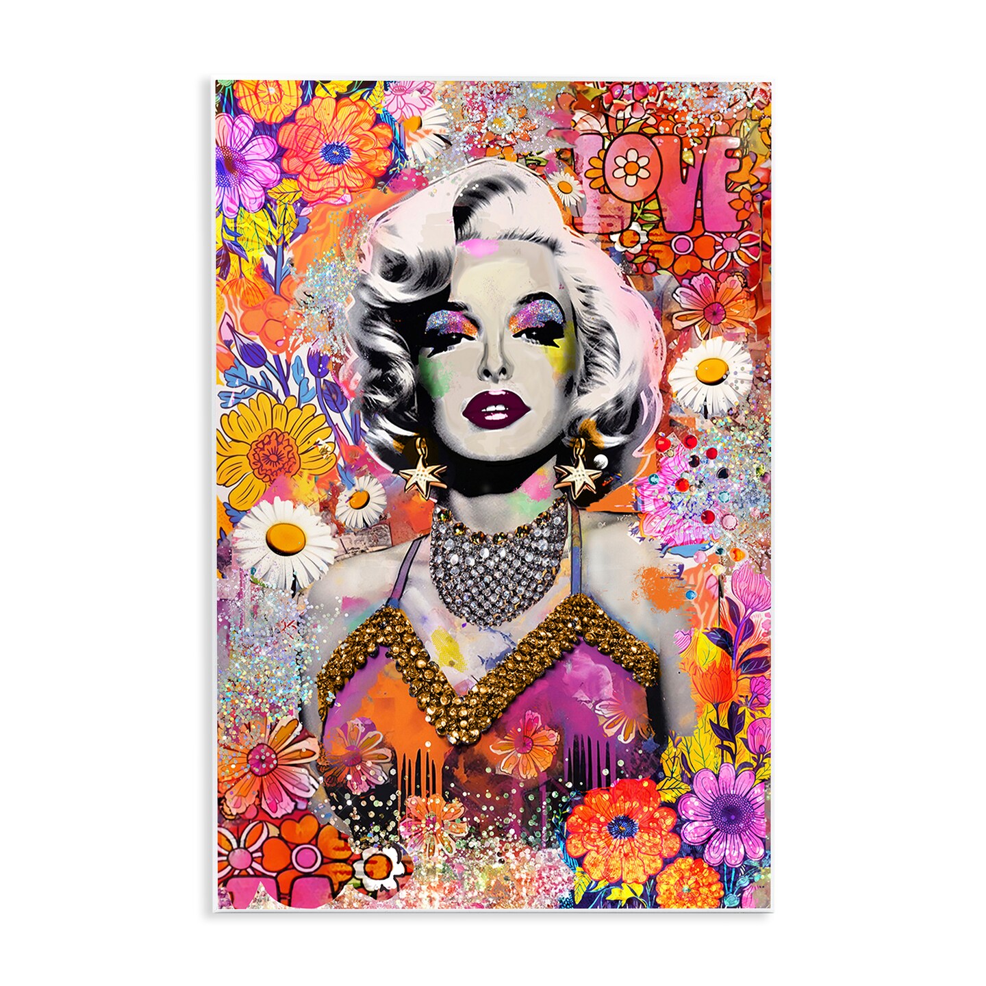 Stupell Industries Hippie Bedecked Marilyn Wall Plaque Art Design by ...