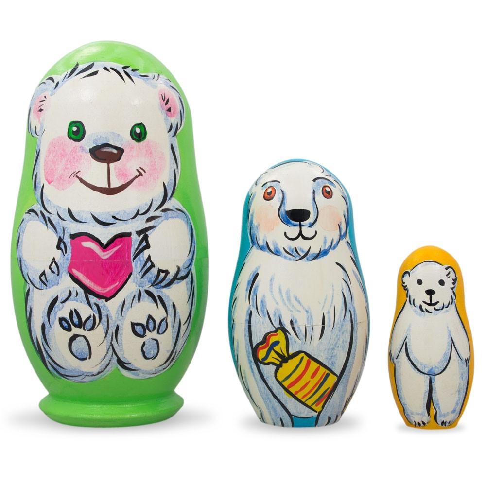 Set of 3 Bears with Heart Wooden Nesting Dolls 4.25 Inches | Michaels