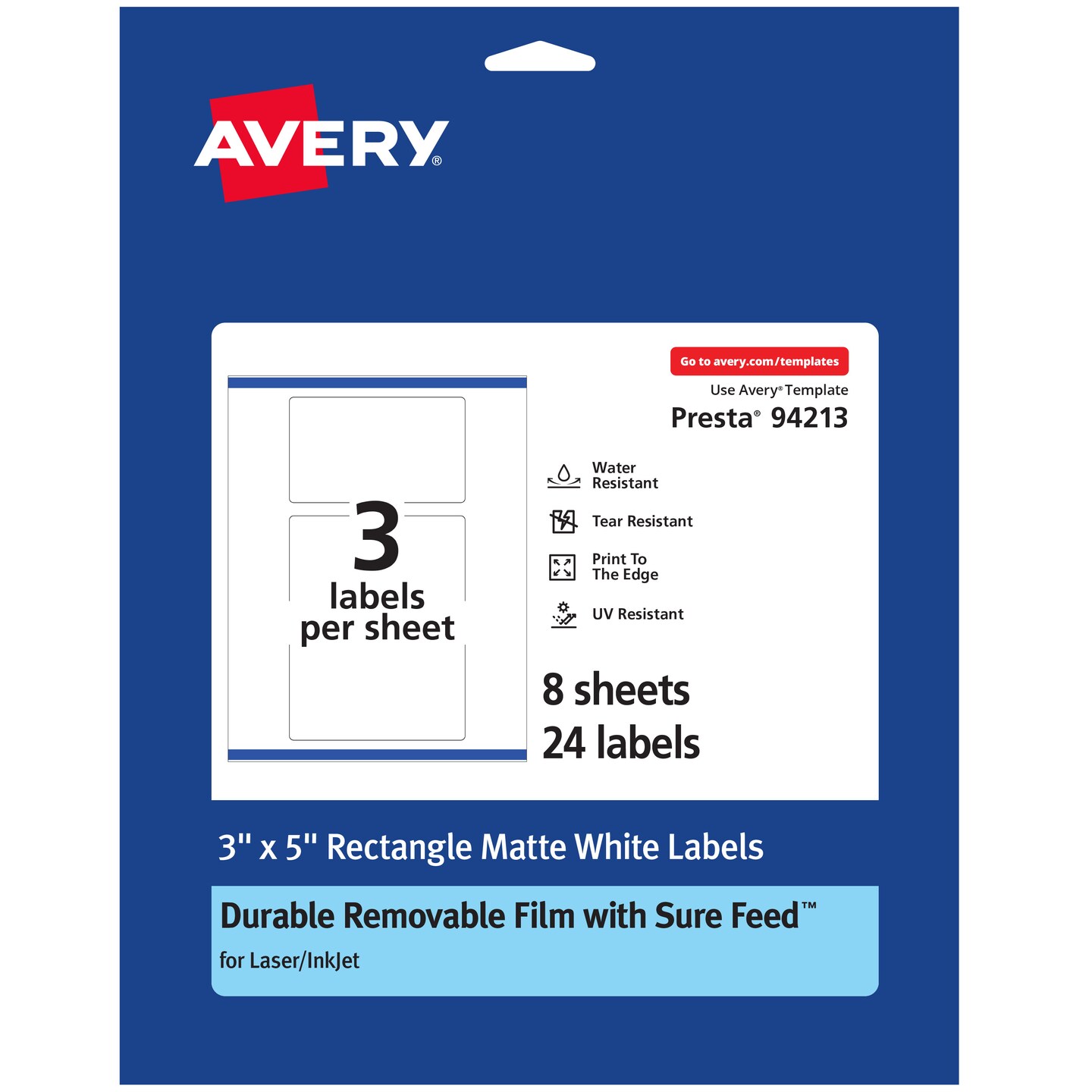 Avery Durable ID Labels with Sure Feed, 3" x 5" | Michaels