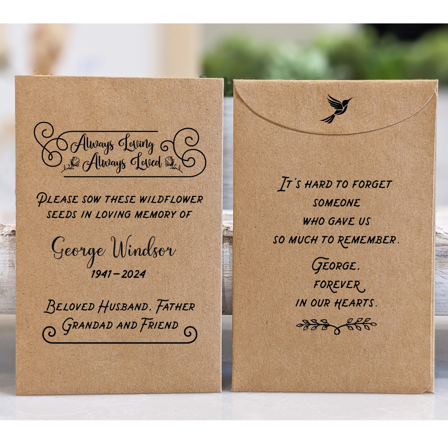 Celebration of Life Personalized Seed Envelopes, Memorial Seed Packet ...