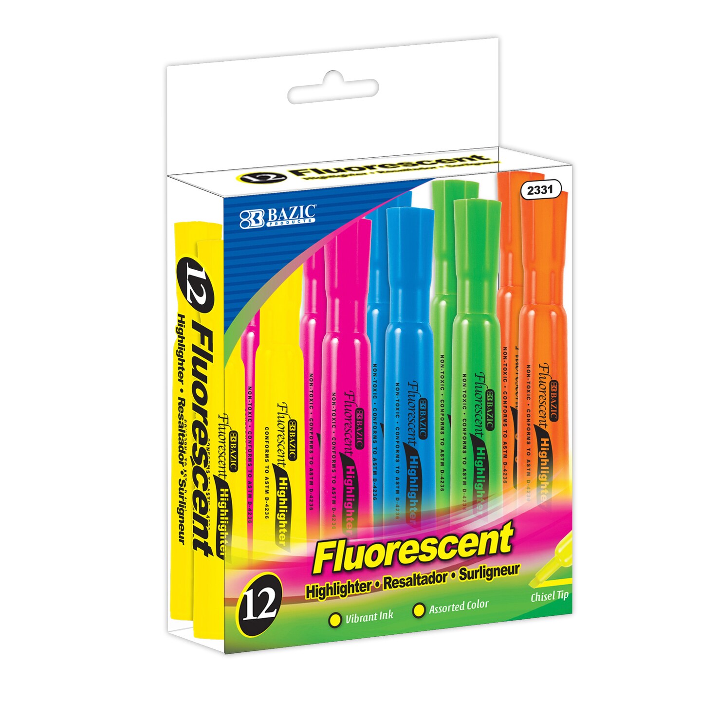 BAZIC Fluorescent Highlighters Asst Color (12/Pack) | Michaels