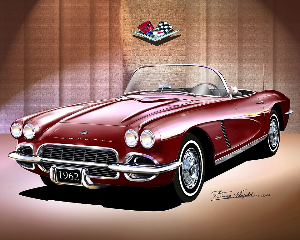 1962 C1 Chevrolet Corvette Convertible - Honduran Red - Art Print by ...
