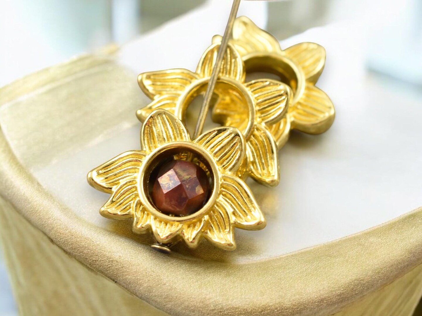 *15* 14x19mm Bright Gold Lotus Flower Bead Frames | Michaels