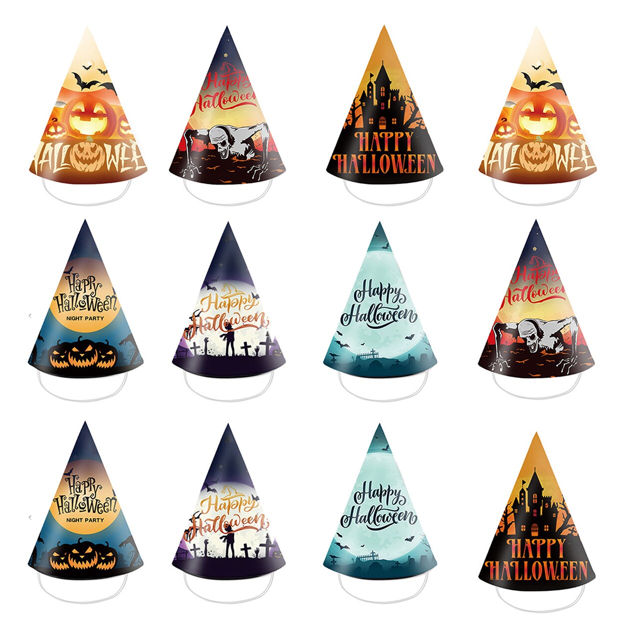 Halloween Tricorn Hat Scary Halloween Witch Ghost Spider Crown Hats ...