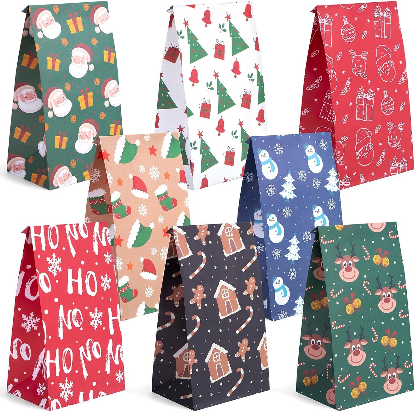 40PCS Christmas Goody Bags, Paper Candy Bags Bulk Christmas Treat Bags ...