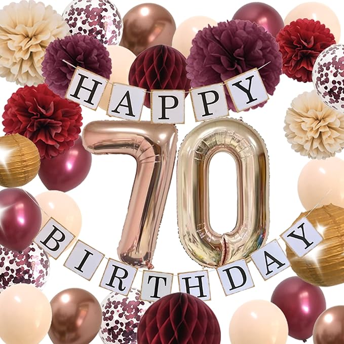 70th Birthday Decorations Women – Happy 70 Birthday Party Supplies for ...