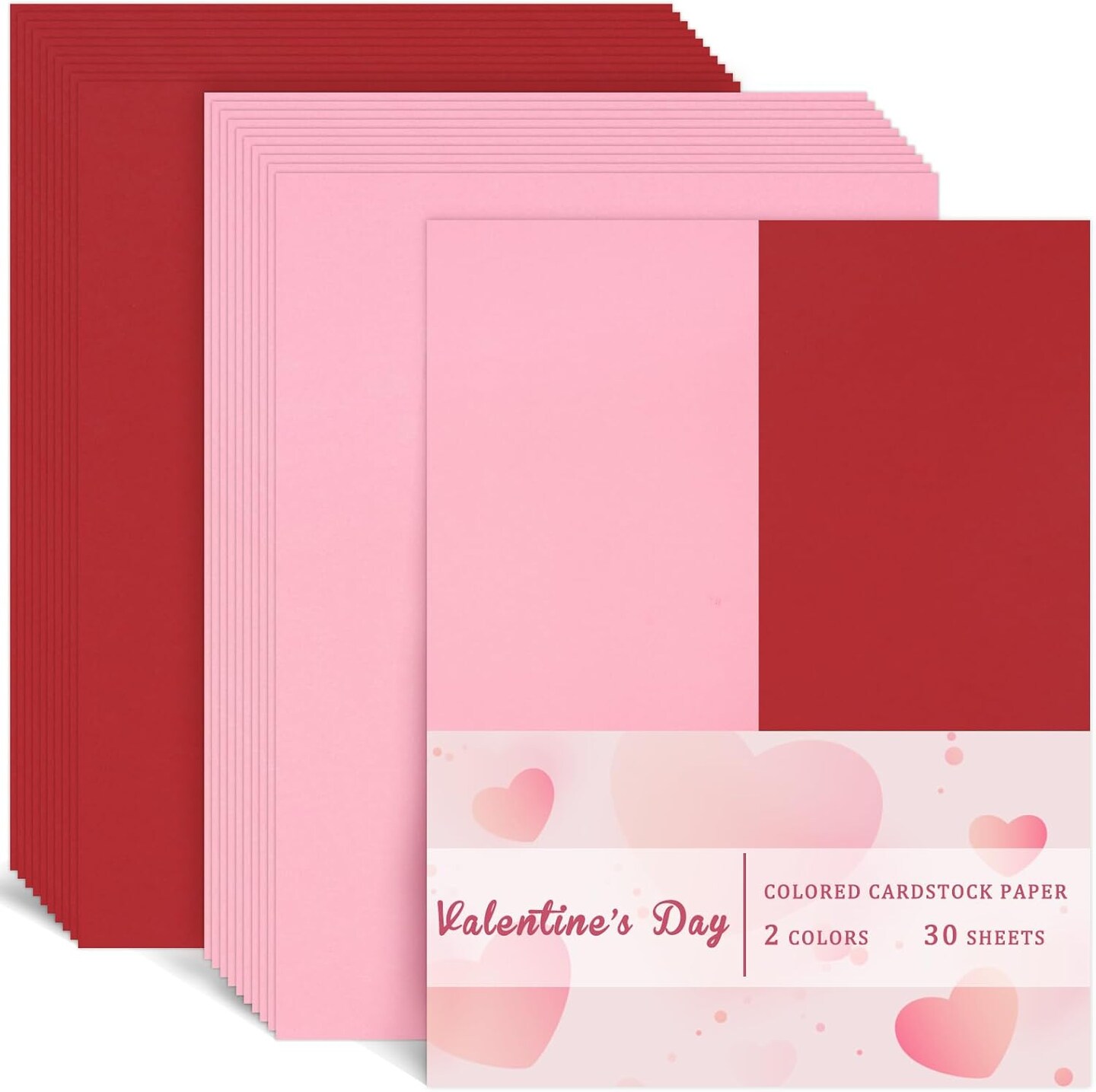 30 Sheets Valentine's Day Colored Card Stock 8.5 x 11 Inch Red Pink ...