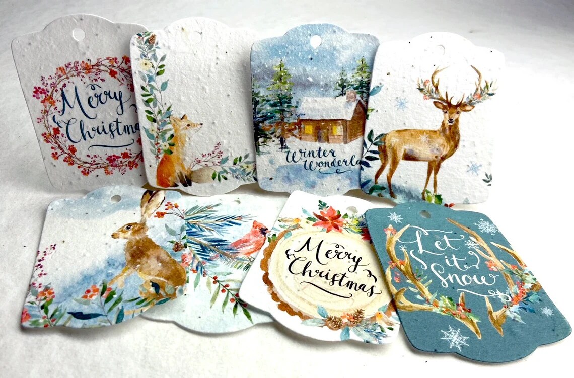 Wildflower Seed Paper Gift Hang Tag - Woodland Winterland Variations ...