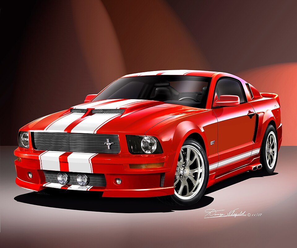 2007 Mustang Cervini - Torch Red - Art Print by Danny Whitfield | Car ...