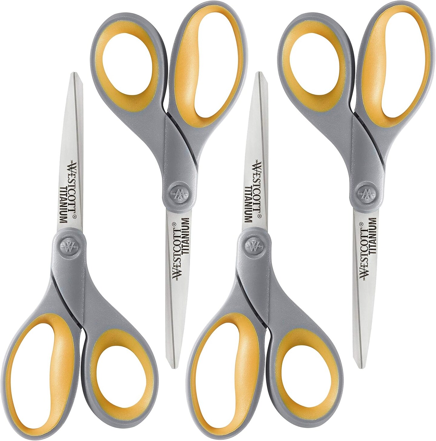 Soft Handle Titanium Bonded Scissors For Office & Home, Gray/Yellow, 4 ...