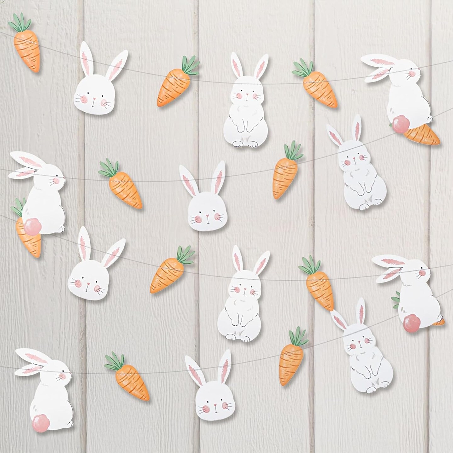 Easter Decorations Garland Cute Bunny Carrot Banner Hanging Rabbit ...