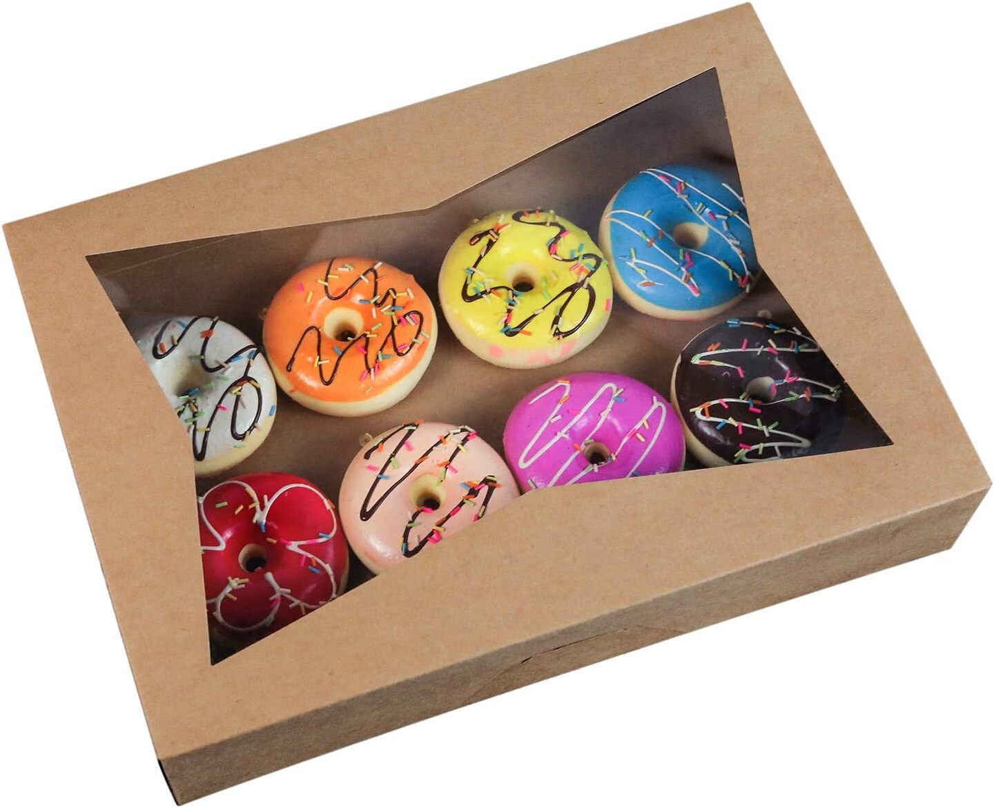 14 x10 x 3inch Brown Paperboard Lock Corner Window Bakery Cookie Boxes ...