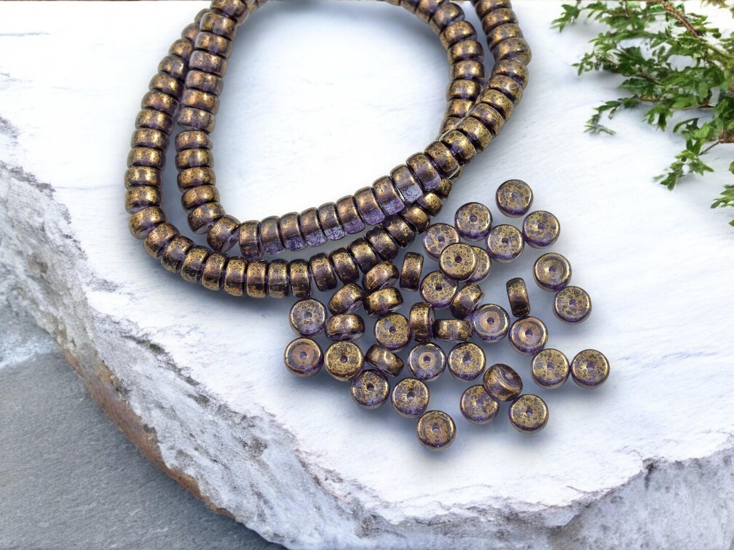 *50* 6x3mm Bronze Washed Slate Blue Heishi Beads | Michaels