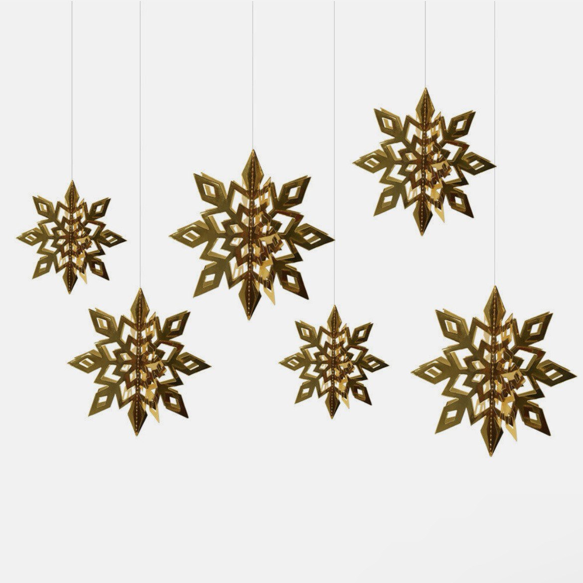 Christmas Hanging Snowflake Decorations, 3D Gold Snowflake Ornaments ...