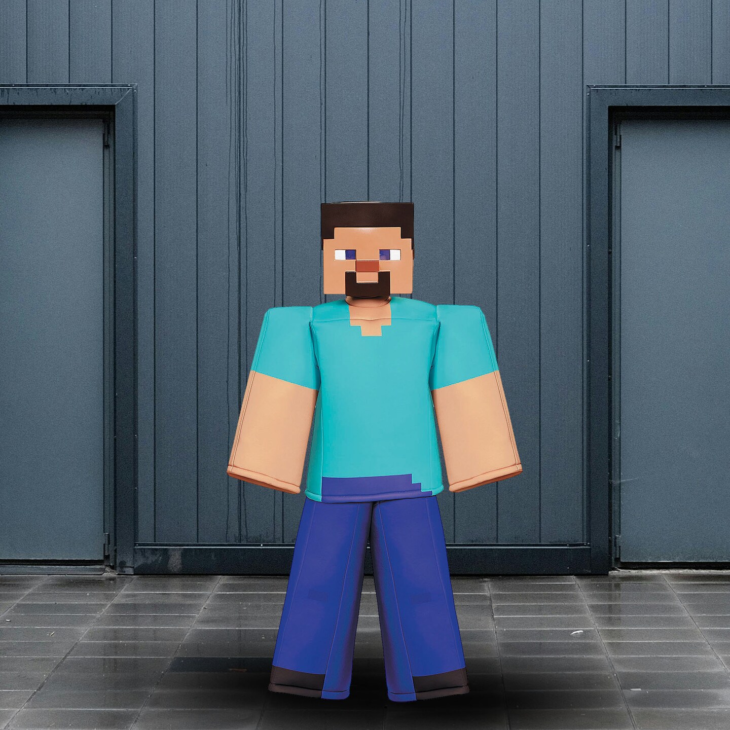 Minecraft Steve Prestige Child Costume Kids 3D Inflatable Jumpsuit Teal ...