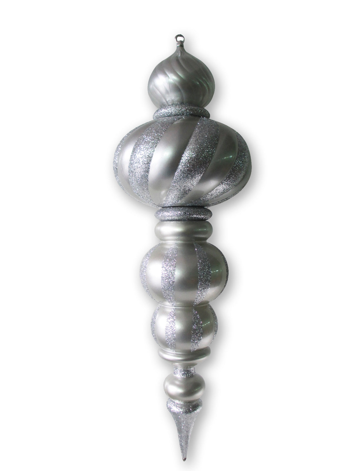 36" Large Silver Finial Ornament with Silver Glittered Stripes | Michaels