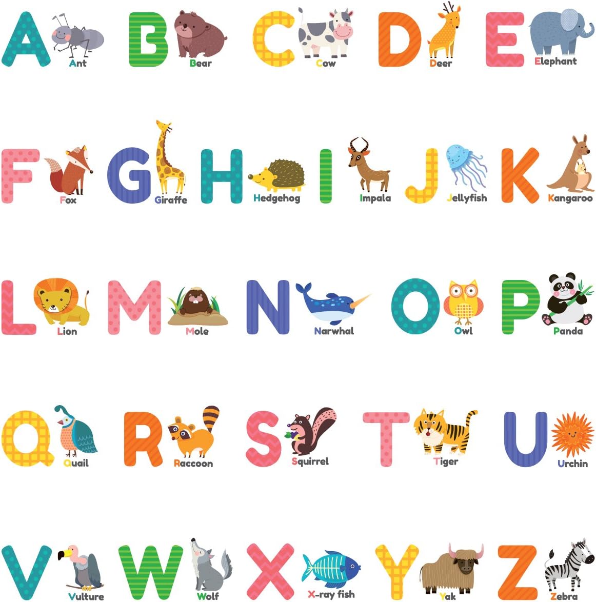 8014 Colourful Animal Alphabet ABC Kids Wall Stickers | Michaels
