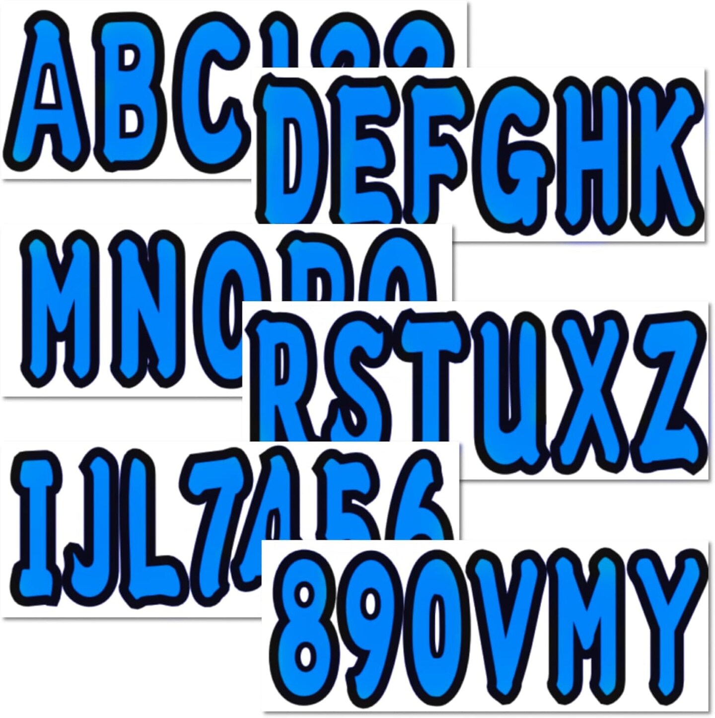 4 Sets of 3" Marine Boat Blue Sticker Decals A-Z Letters & 0-9 Numbers ...