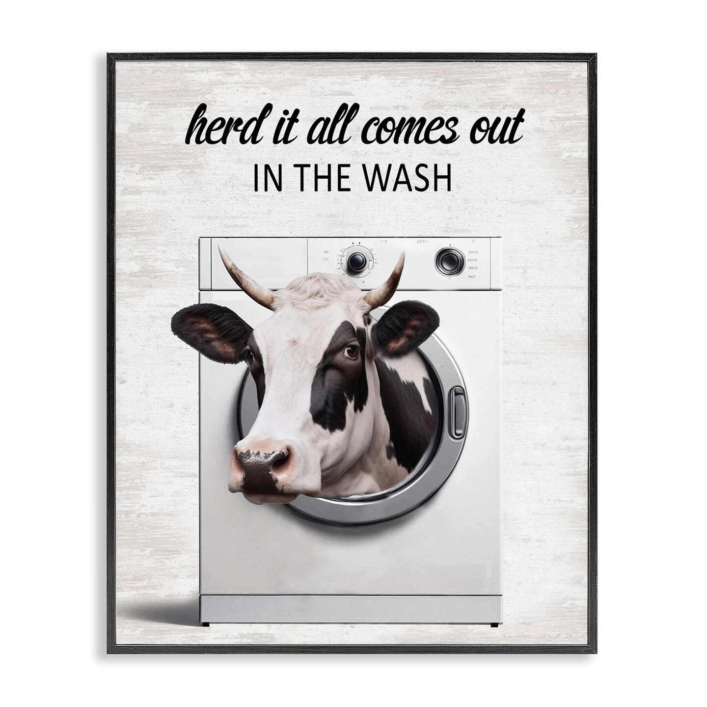 Stupell Industries Cow & Washing Machine Framed Giclee Design by ...