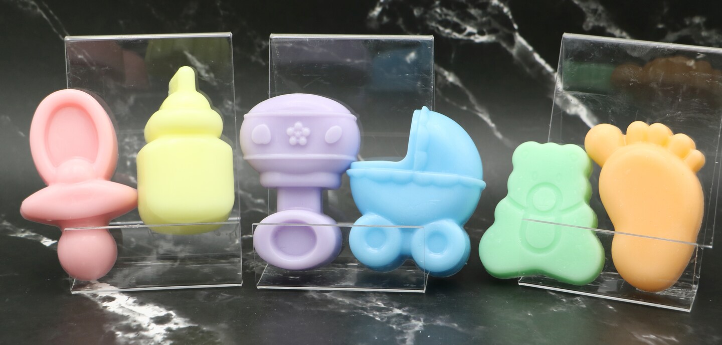Set of 6 Multi-Color Baby Themed Soaps for Baby Shower, Sprinkle Soap ...