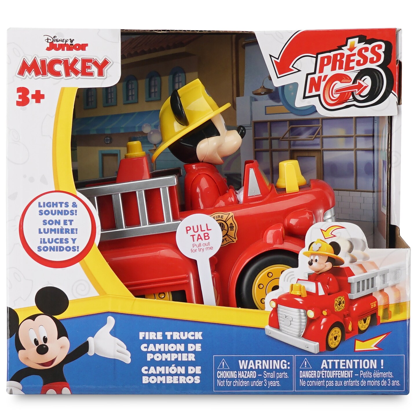 Disney Junior: Press N' Go - Mickey Mouse Firetruck - 5.5” Red & Yellow ...