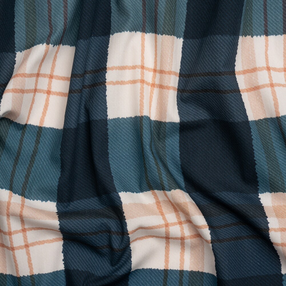 1 Yard Pastel Parchment and Parisian Night Cotton Poplin Plaid Fabric ...