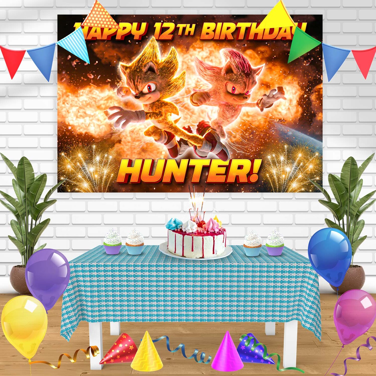 Sonic The Hedgehog Movie Super Sonic Gold Mode Birthday Banner ...