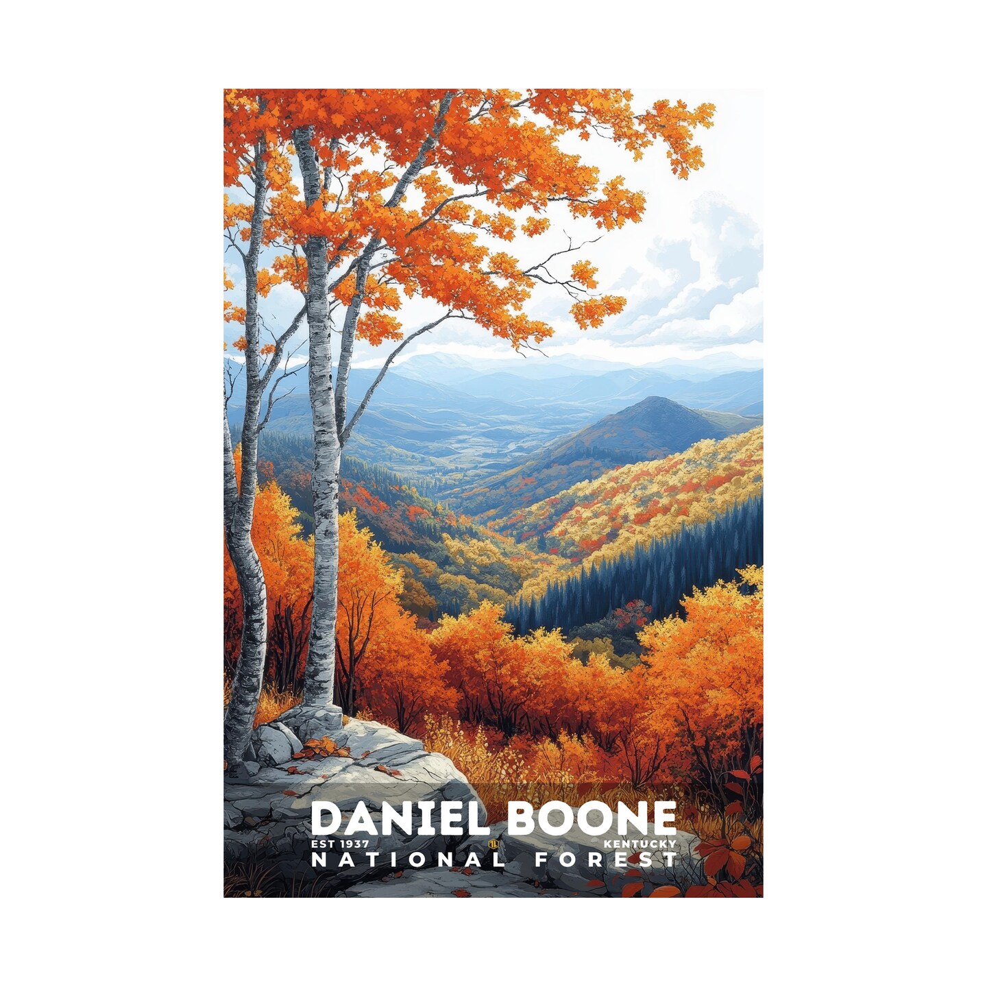 Daniel Boone National Forest Poster, Travel Art, Office Poster, Home ...