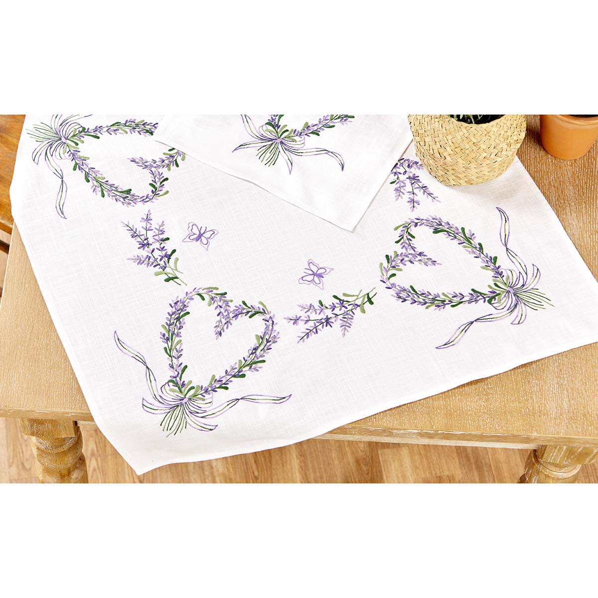 Nob Hill Lavender Heart Table Topper Stamped Embroidery Kit | Michaels