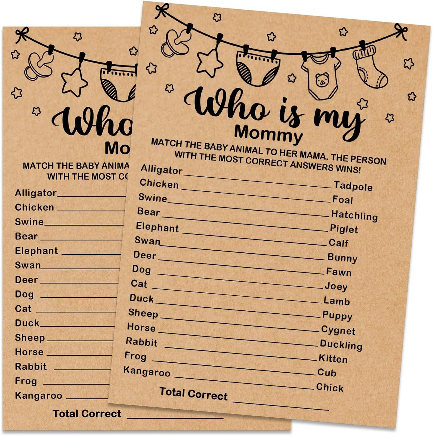 Baby Shower Game, Who’s My Mommy Game Cards, Baby Shower Party Games ...