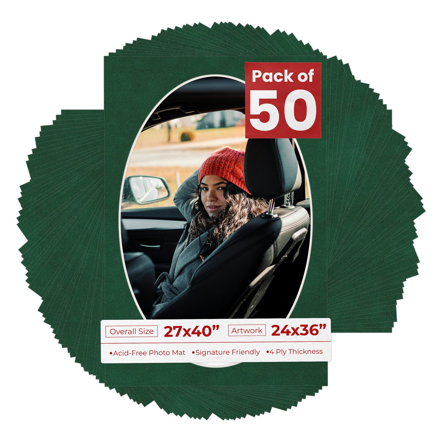 Green Suede Mat Board for 27x40 Frames - Oval Opening for 24x36 Photos ...