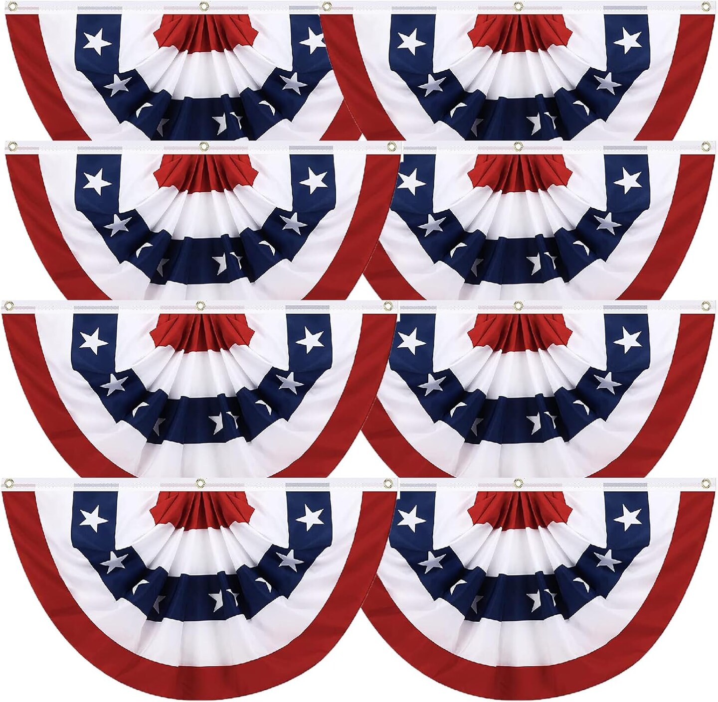 8 Pack USA Pleated Fan Flag, 1.5 X 3 Feet American US Patriotic Bunting ...