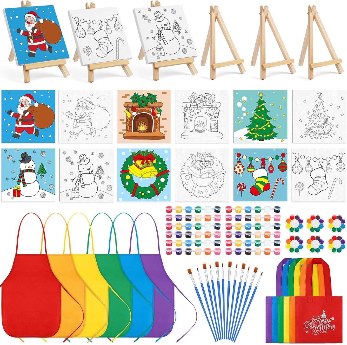 6 Packs Mini Christmas Canvases (Multi-color) | Michaels