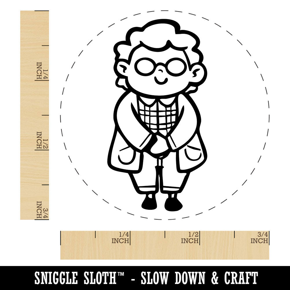 Old Elderly Lady Grandma Cardigan Sweater Glasses Self-Inking Rubber ...