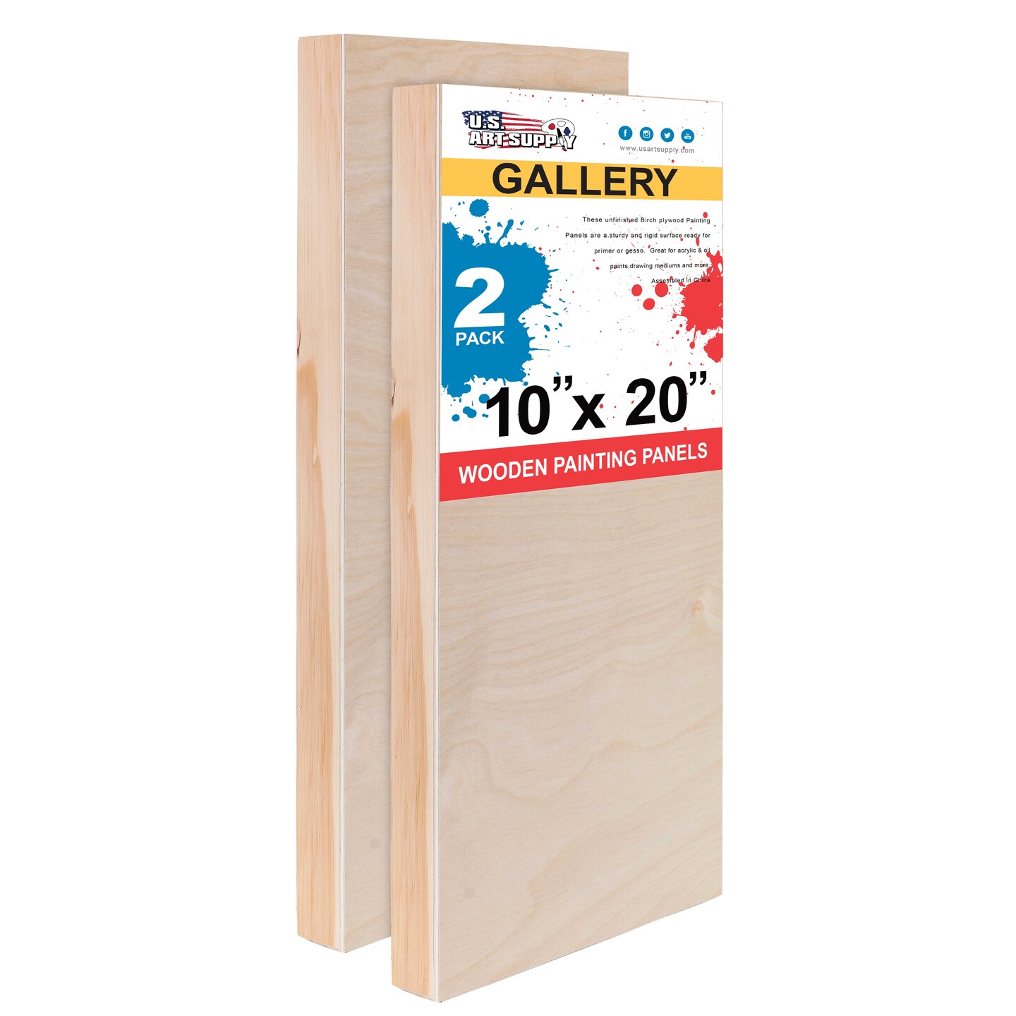 Unfinished Cradled Wood Panels for Painting, 2 Pack of 10x20 inch ...