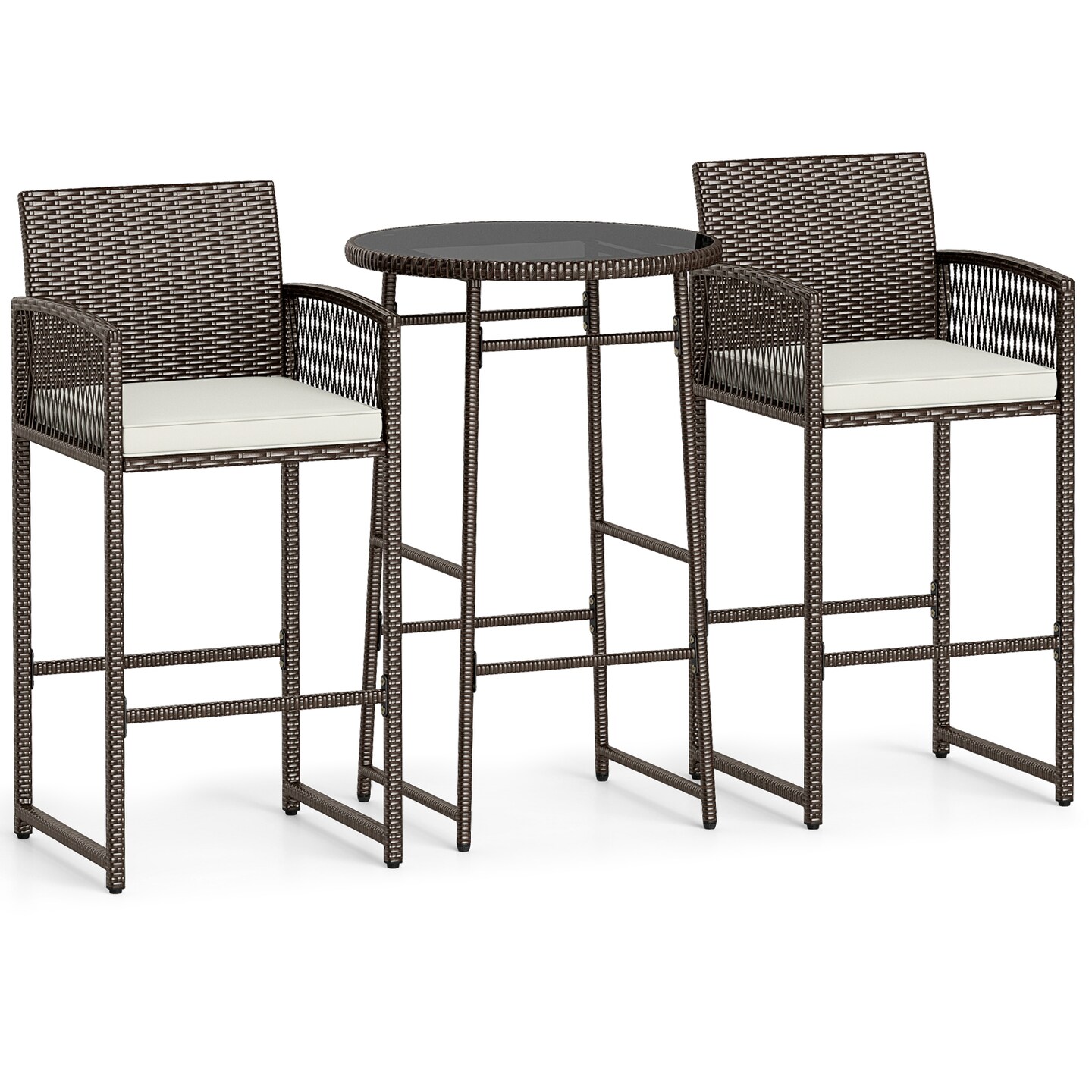 3-Piece Outdoor Patio Bar Set with Wicker Table and Armchairs | Michaels