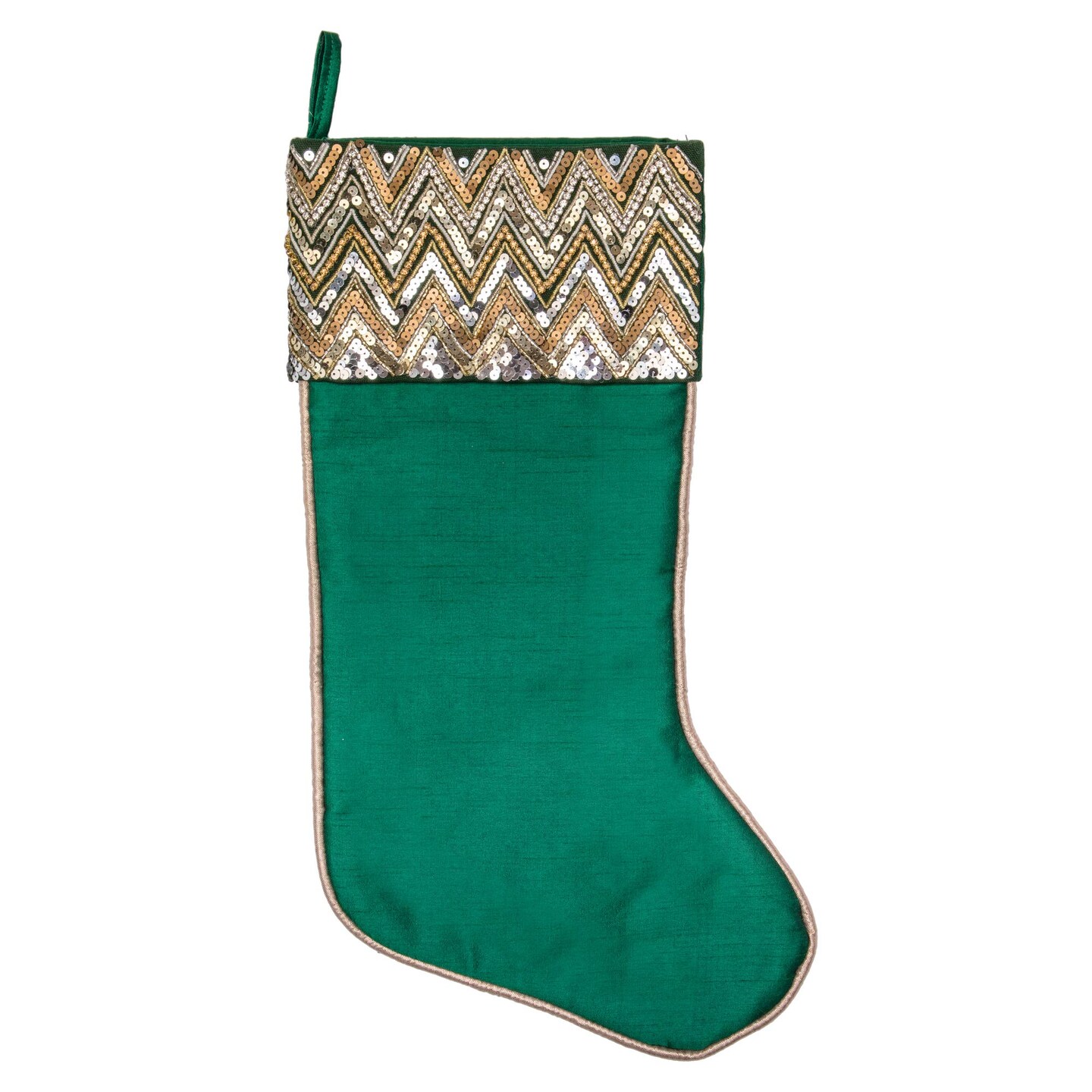 19" Green Chevron Sequin Stocking | Michaels