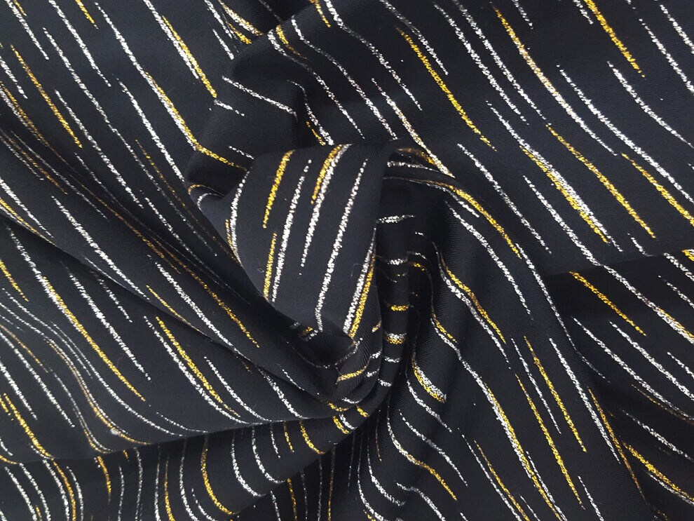 1 Yard Nylon Spandex Black with Gold & Silver Streaks Fabric | Michaels