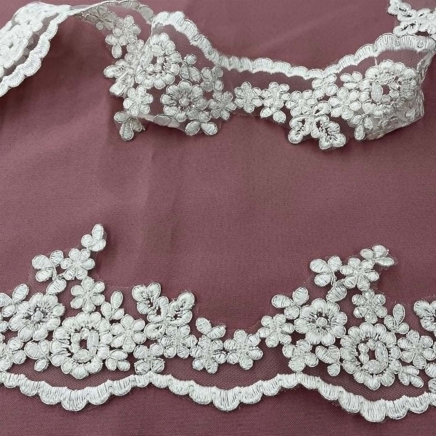 1 Yard Premium Beaded & Corded Lace Trimming on Polyester Net Mesh for ...