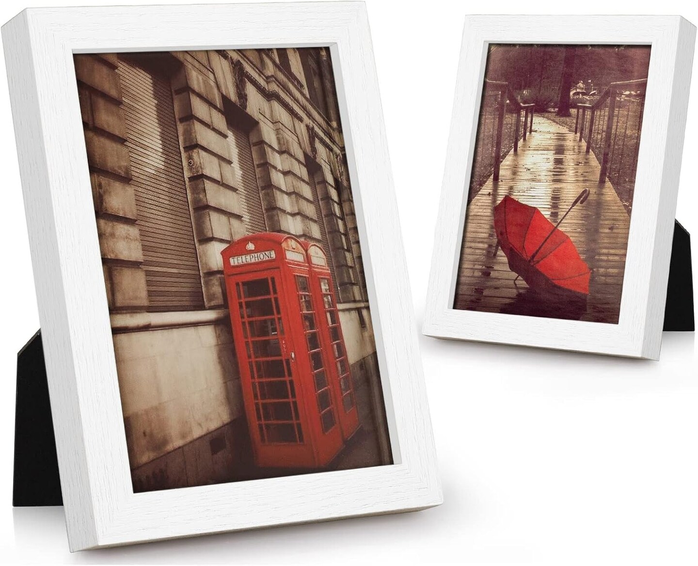 5x7 Picture Frame, Pack of 2 Rustic Picture Frames 5x7 with Real Glass ...