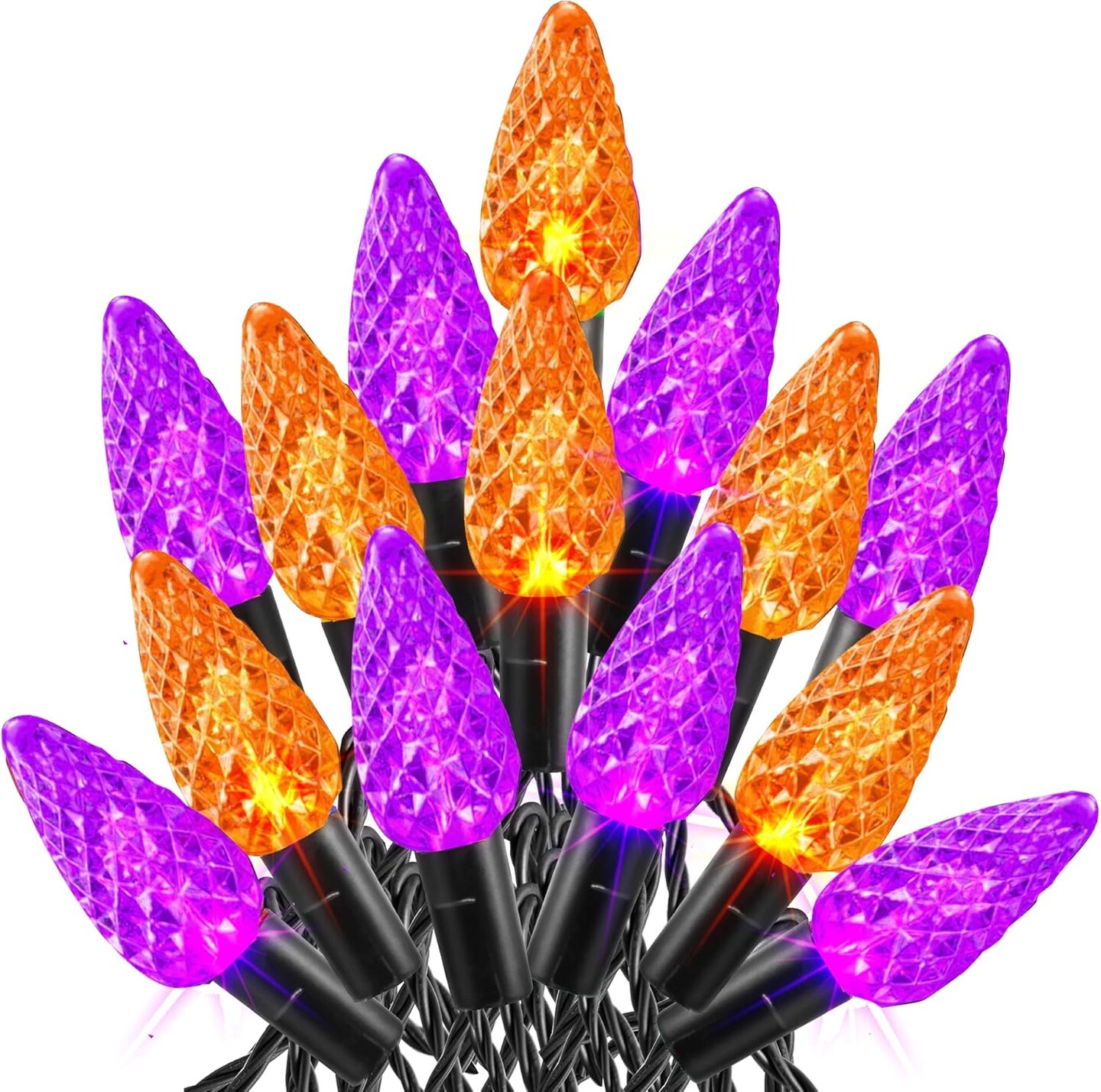 C6 Halloween String Lights - 100 LED 33 FT (Purple & Orange) | Michaels