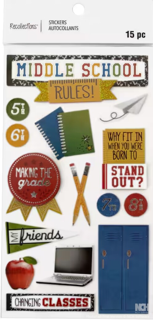 Recollections Middle School Rules Dimensional Stickers | Michaels