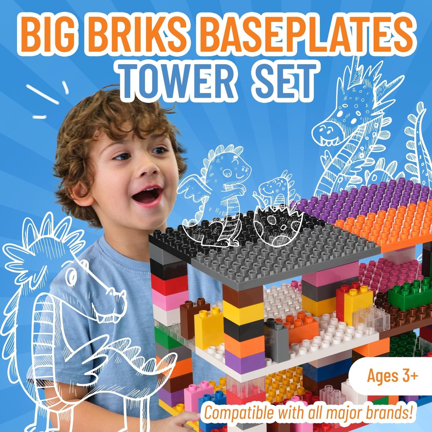Strictly Briks Toy Building Block, Big Brick Tower Set for Ages 3-14 ...
