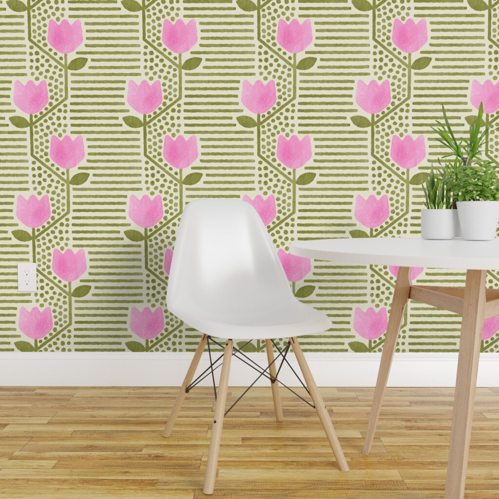 Peel & Stick Wallpaper 2FT Wide Horizontal Stripes Vertical Floral ...