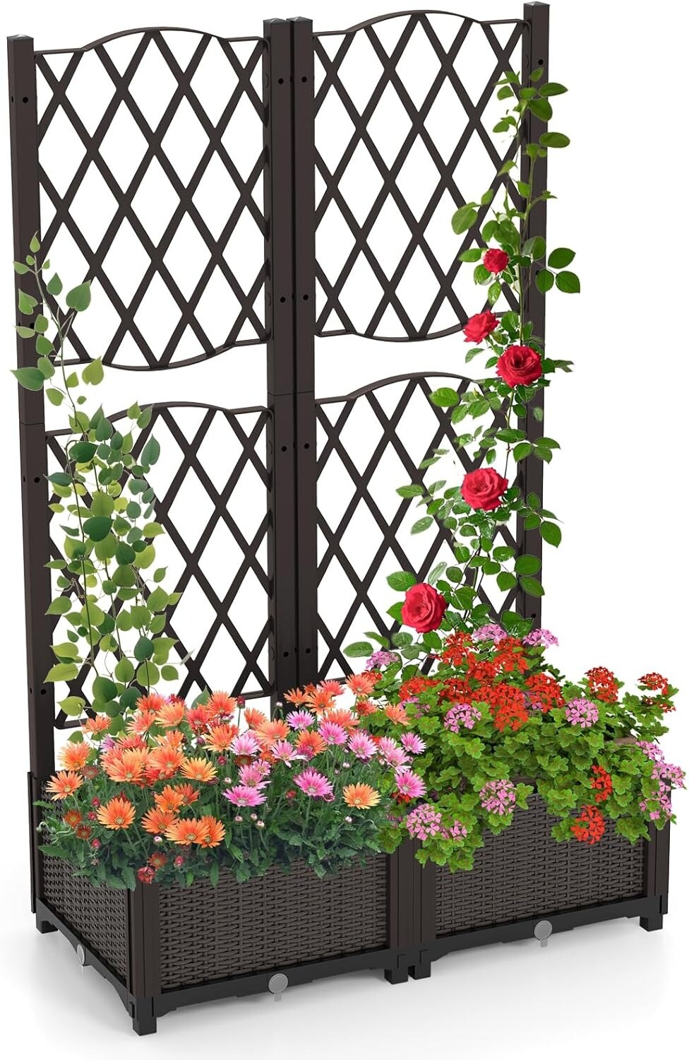 Outdoor Raised Wicker Trellis Planter Box with Drainage Holes | Michaels