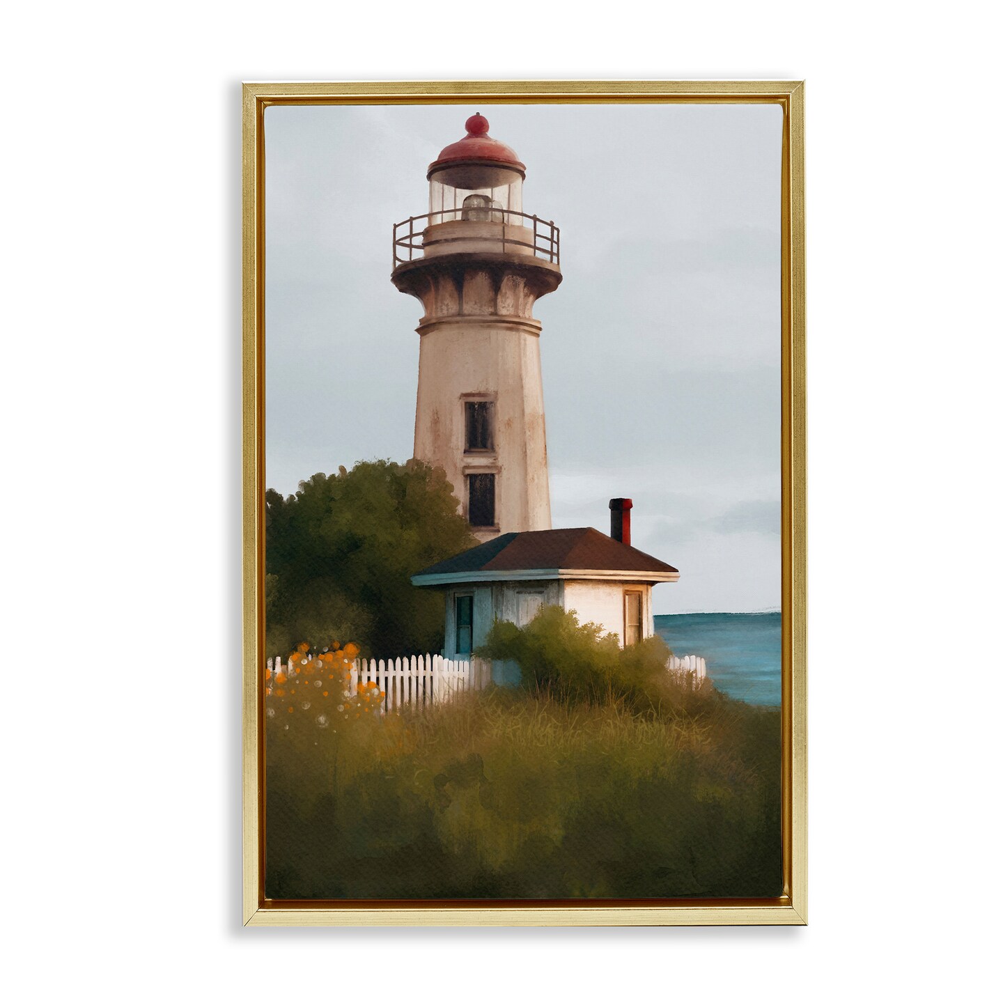 Stupell Industries Scenic Summer Lighthouse View Floating Frame Design ...